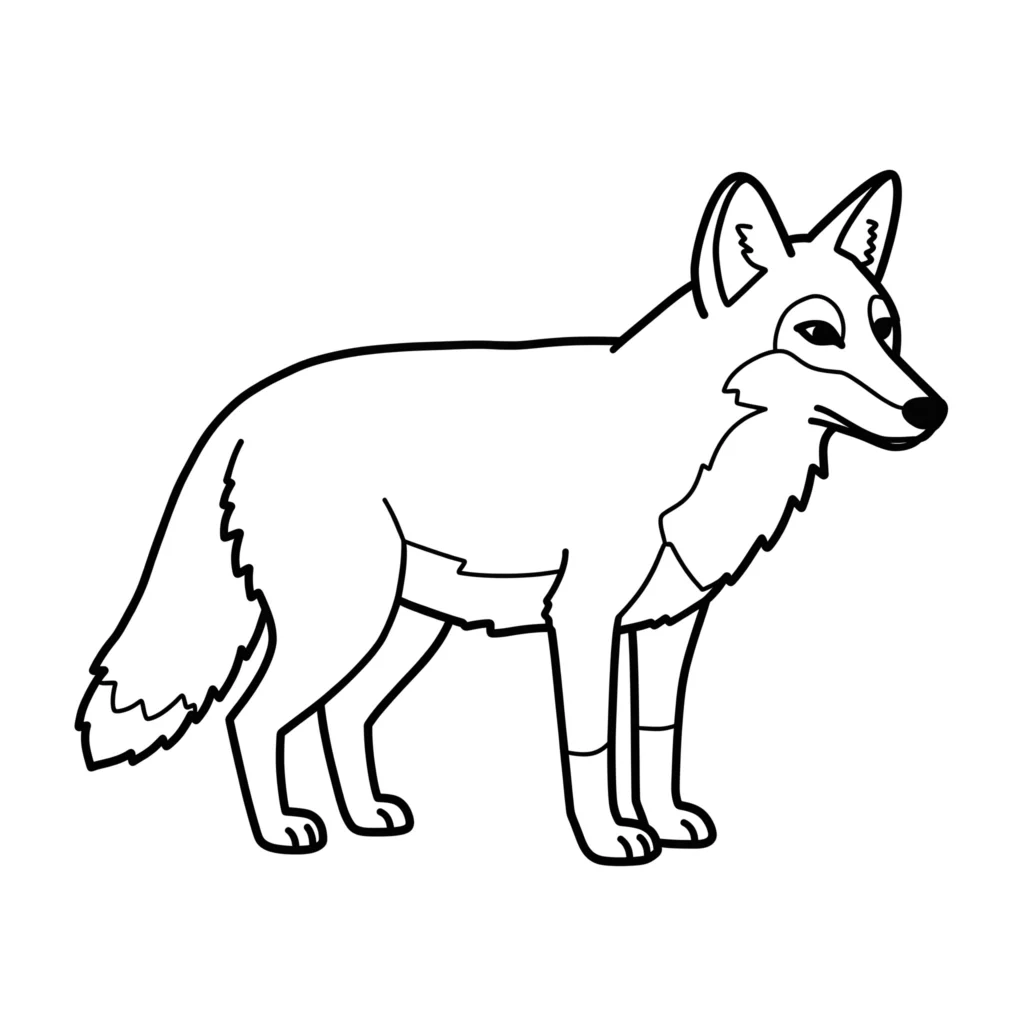 22 dibujos para colorear de coyotes para niños - PDF imprimible