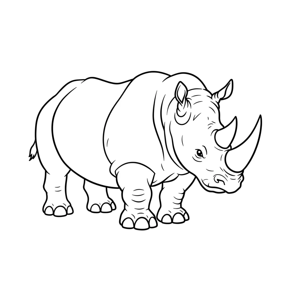 20 disegni rinoceronte da colorare per bambini - PDF stampabili