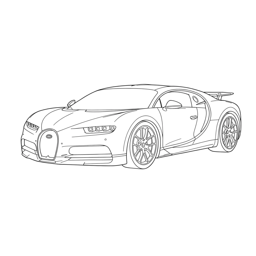 21 de desene de colorat cu Bugatti pentru copii - PDF gratuit