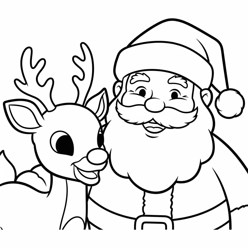 22 Santa Claus and Rudolph Coloring Pages - Free PDF