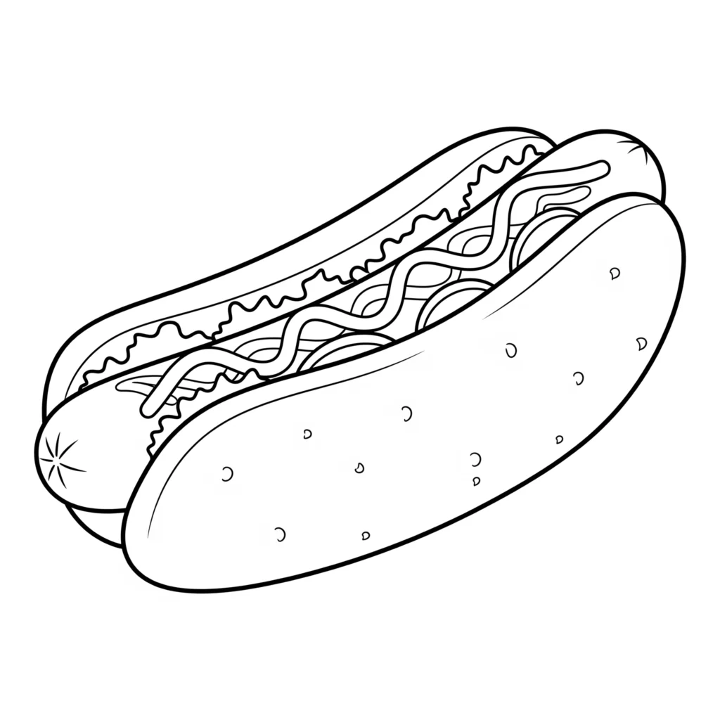 22 Planșe de colorat cu hot dog pentru copii - Disegnidacoloraremondo