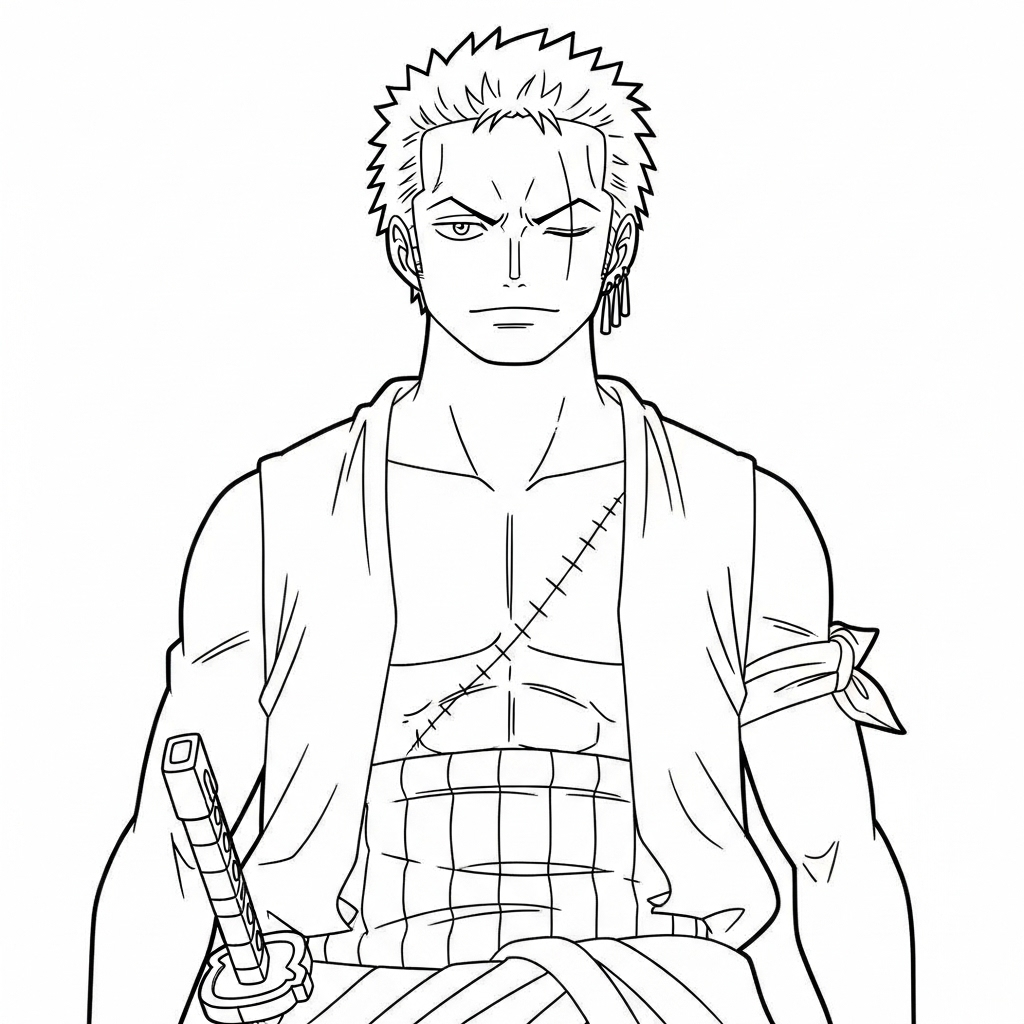 15 modele Roronoa Zoro da colorare - Stampabili PDF gratuiti