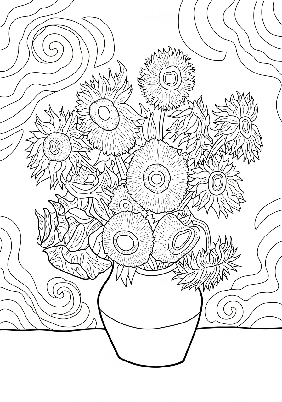 19 disegni Van Gogh da colorare - PDF, stampa e colori online