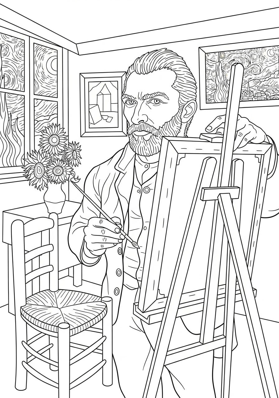 19 coloriages de Van Gogh - PDF, impression et coloriage en ligne