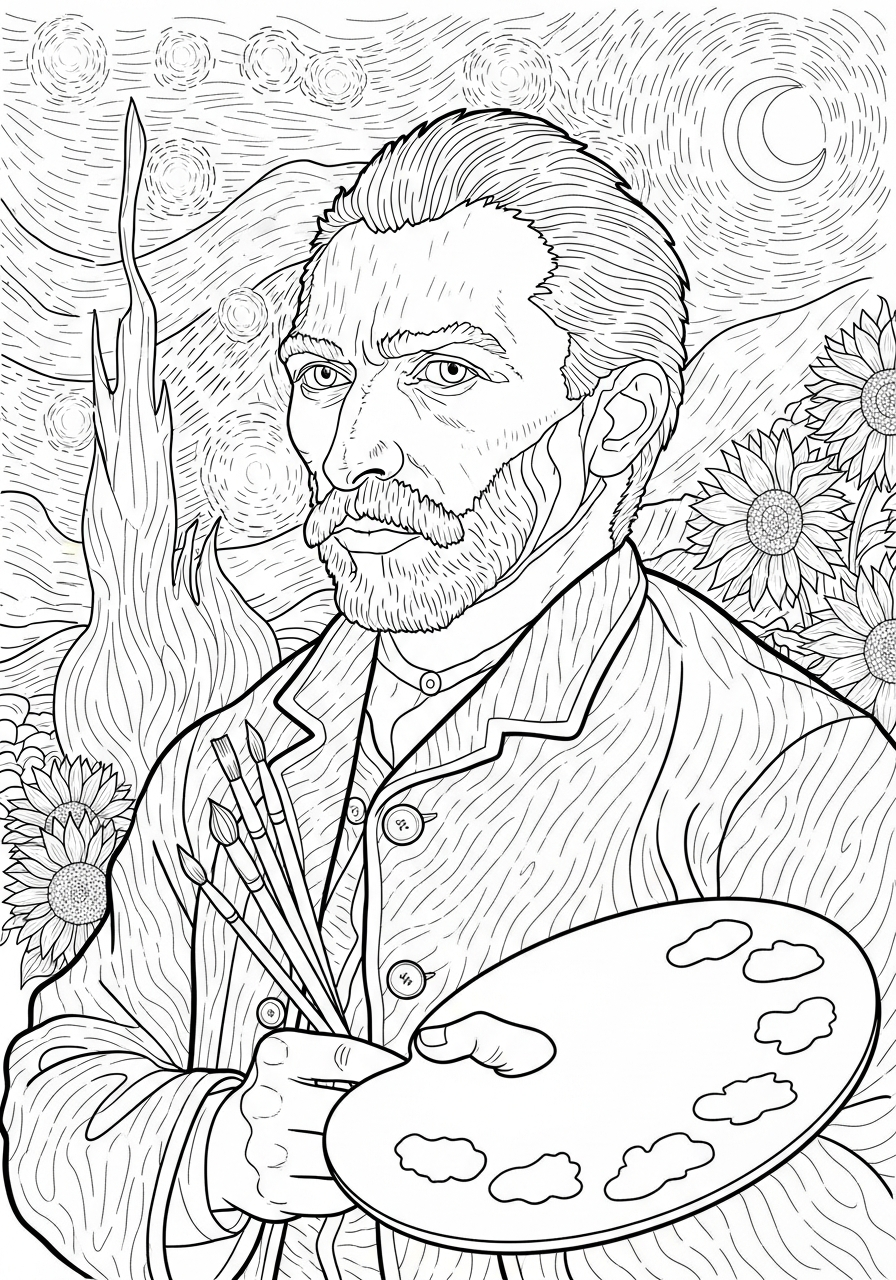19 dibujos para colorear de Van Gogh (PDF, imprimir y colorear online)