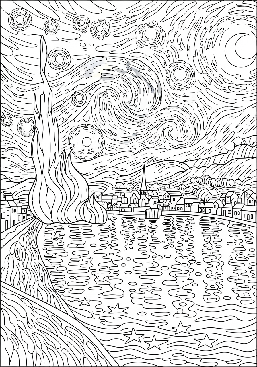 19 disegni Van Gogh kolorowanki - PDF, stampa e colori online